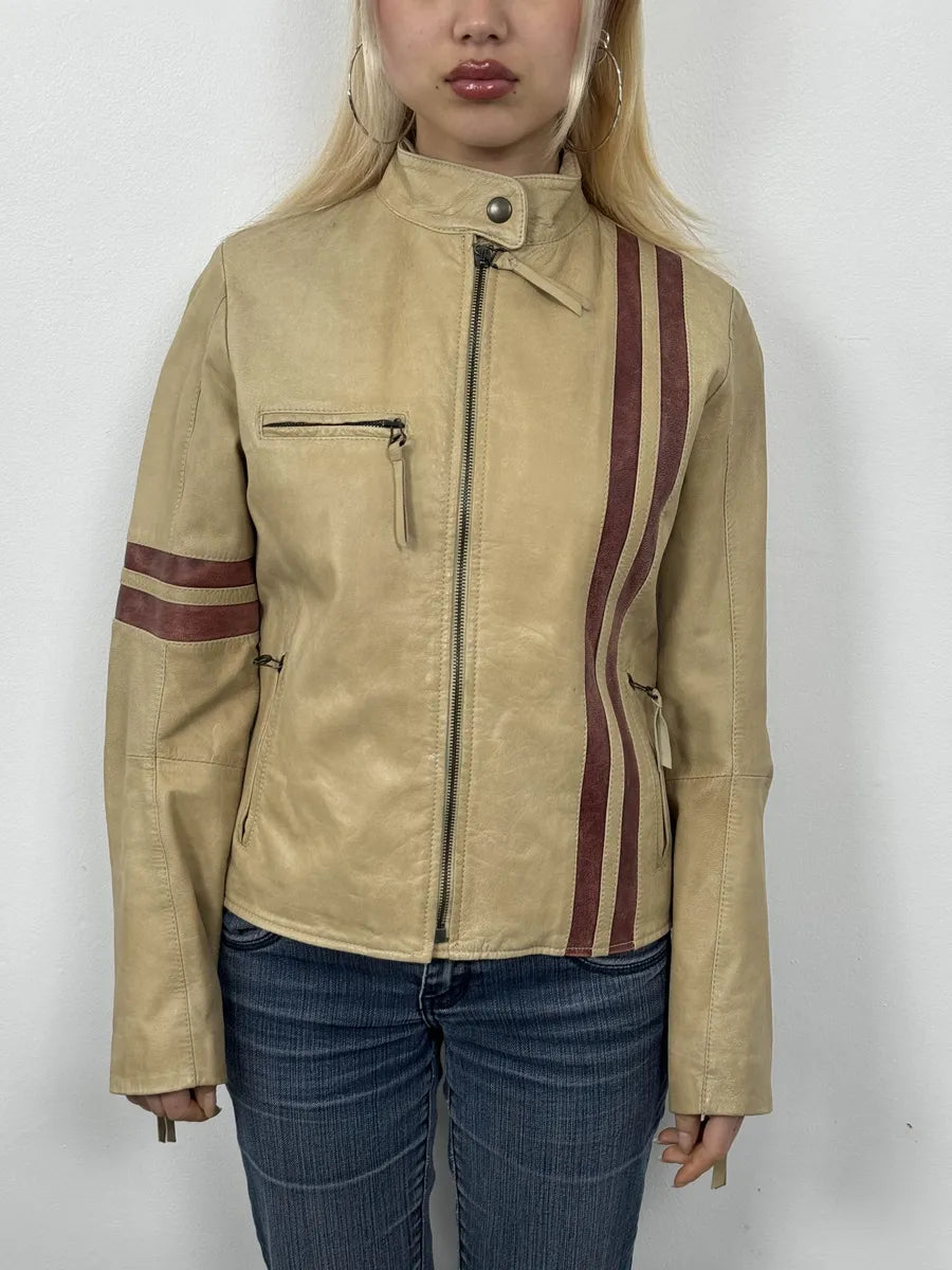 1990s Dolce & Gabbana Beige Racing Leather Biker Jacket – Dolce Vita Hub