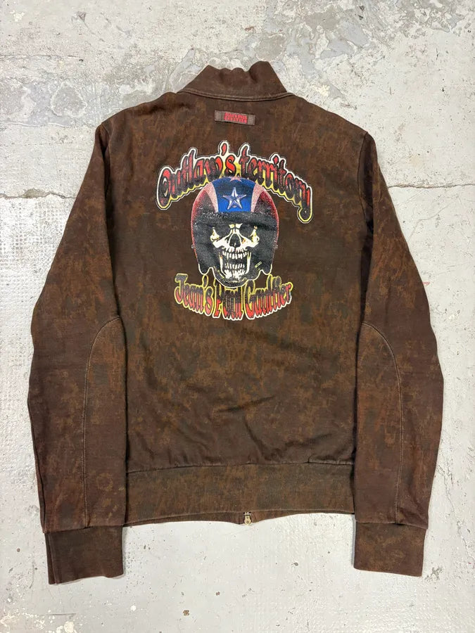 1990s Jean Paul Gaultier Outlaws Territory Biker Brown Zip-up Sweater ...