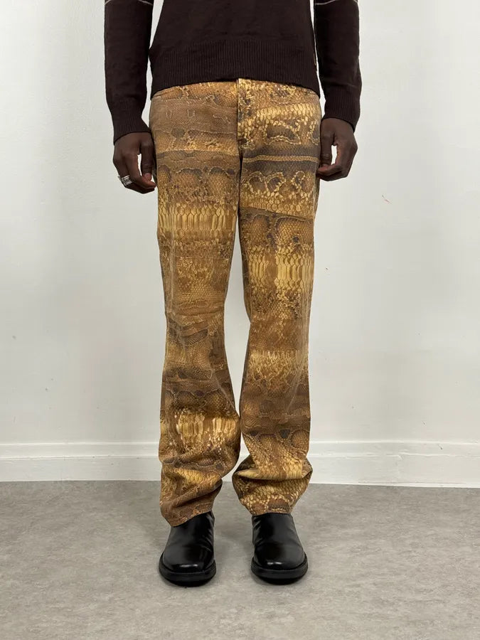 2000s Cavalli Python Snake Brown Pants – Dolce Vita Hub