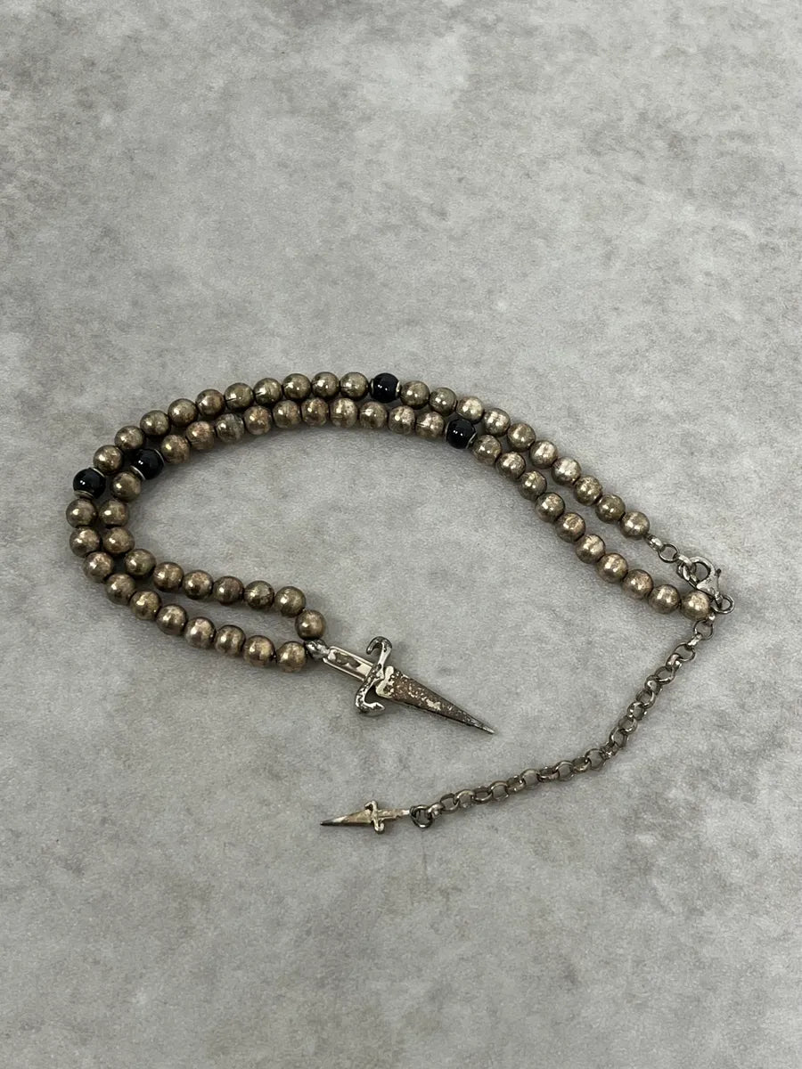 2000s Cesare Paciotti Dagger Pearl Silver Necklace – Dolce Vita Hub