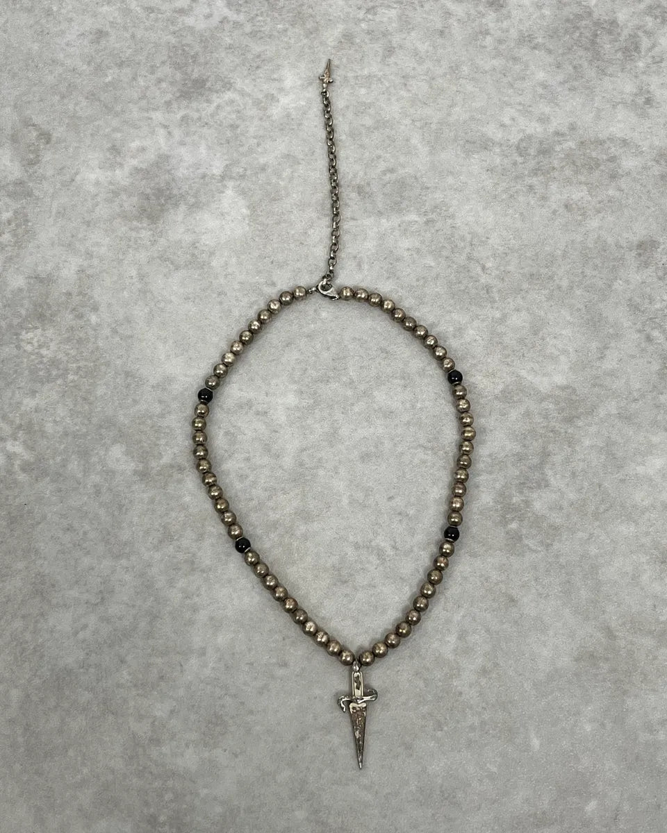 2000s Cesare Paciotti Dagger Pearl Silver Necklace – Dolce Vita Hub