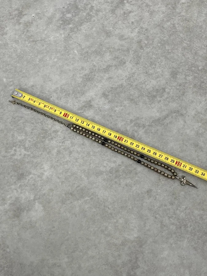 2000s Cesare Paciotti Dagger Pearl Silver Necklace – Dolce Vita Hub