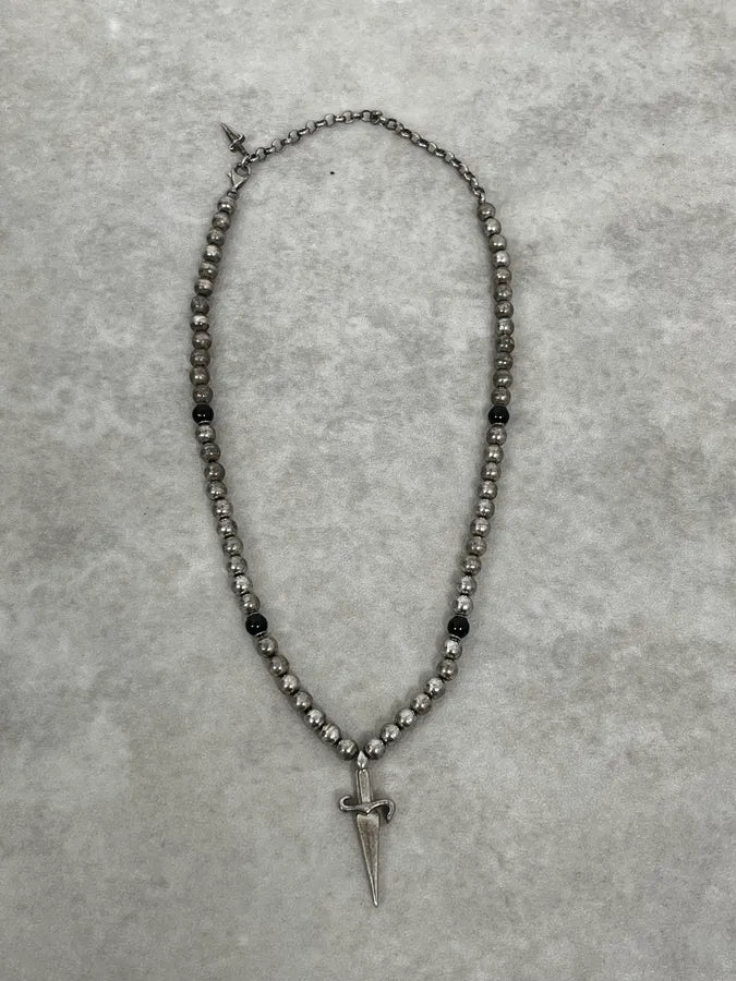 2000s Cesare Paciotti Dagger Pearls Silver Necklace – Dolce Vita Hub