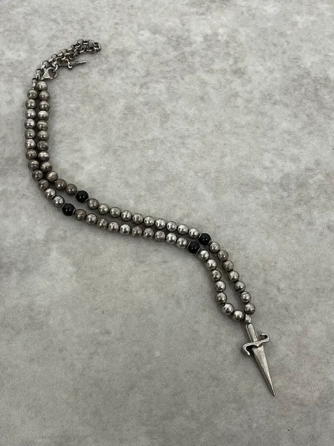 2000s Cesare Paciotti Dagger Pearls Silver Necklace – Dolce Vita Hub