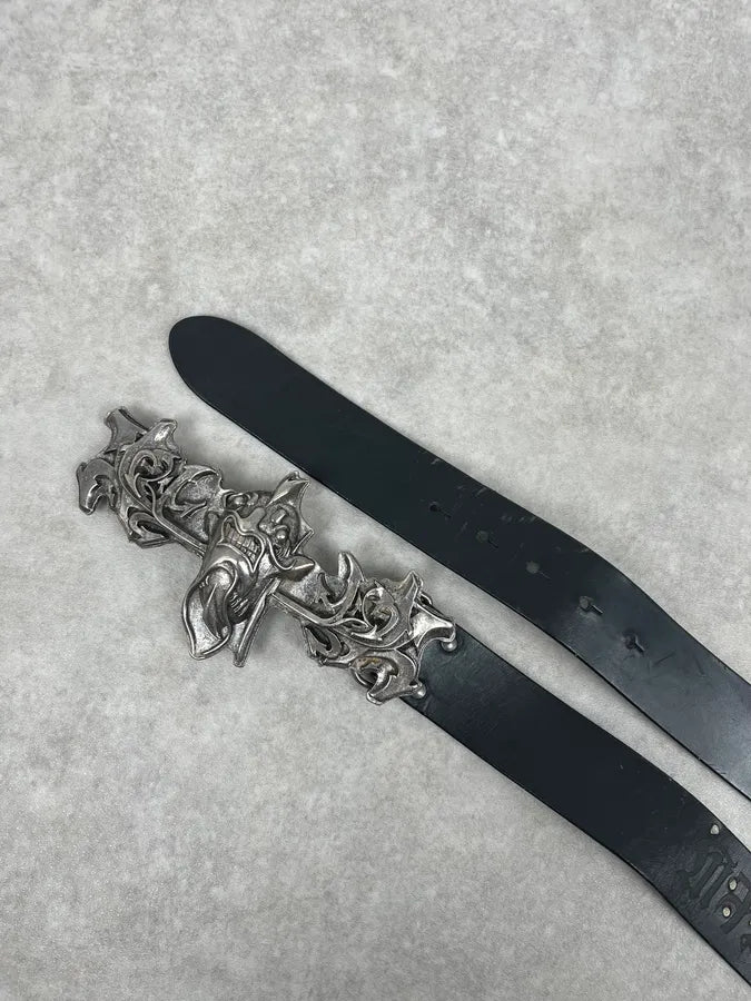 2000s Marithé + François Girbaud Devil Buckle Studded Black Leather Be ...