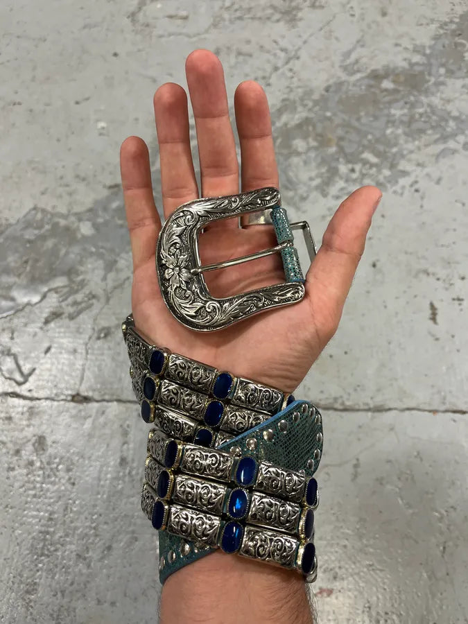 2000s Nanni Blue Studded Metal Cowboy Belt – Dolce Vita Hub