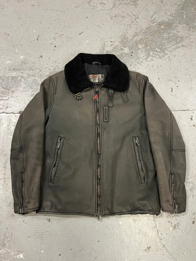 2000s Prada Black Shearling Mafia Leather Jacket – Dolce Vita Hub