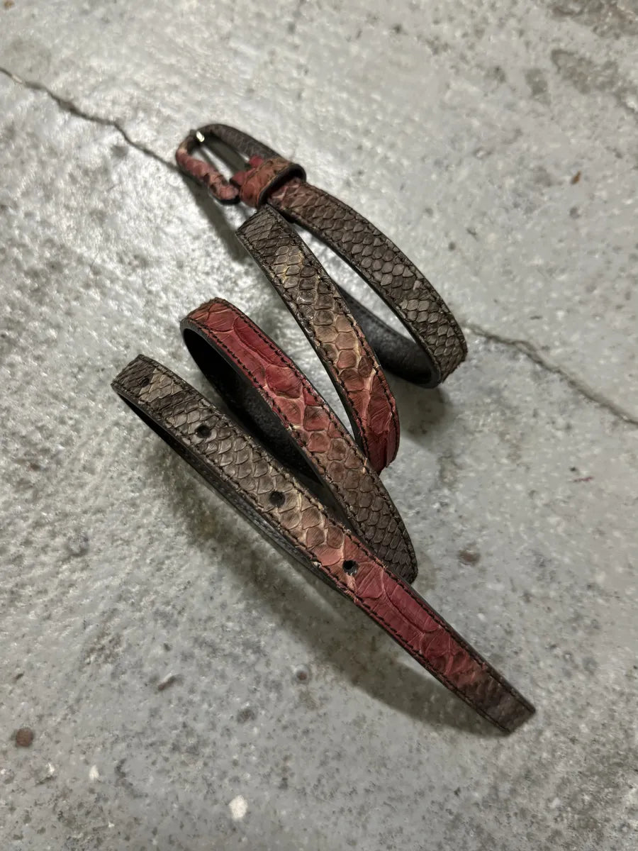 2000s Prada Brown & Red Gradient Python Leather Belt – Dolce Vita Hub