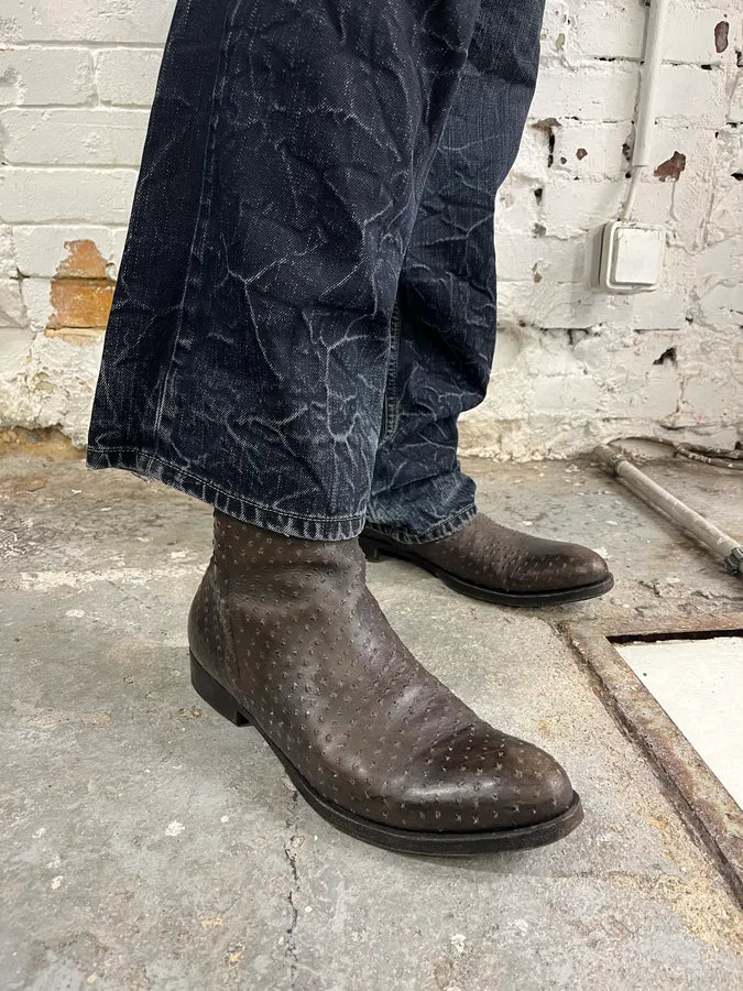 2000s Premiata Perforated Brown Leather Boots – Dolce Vita Hub