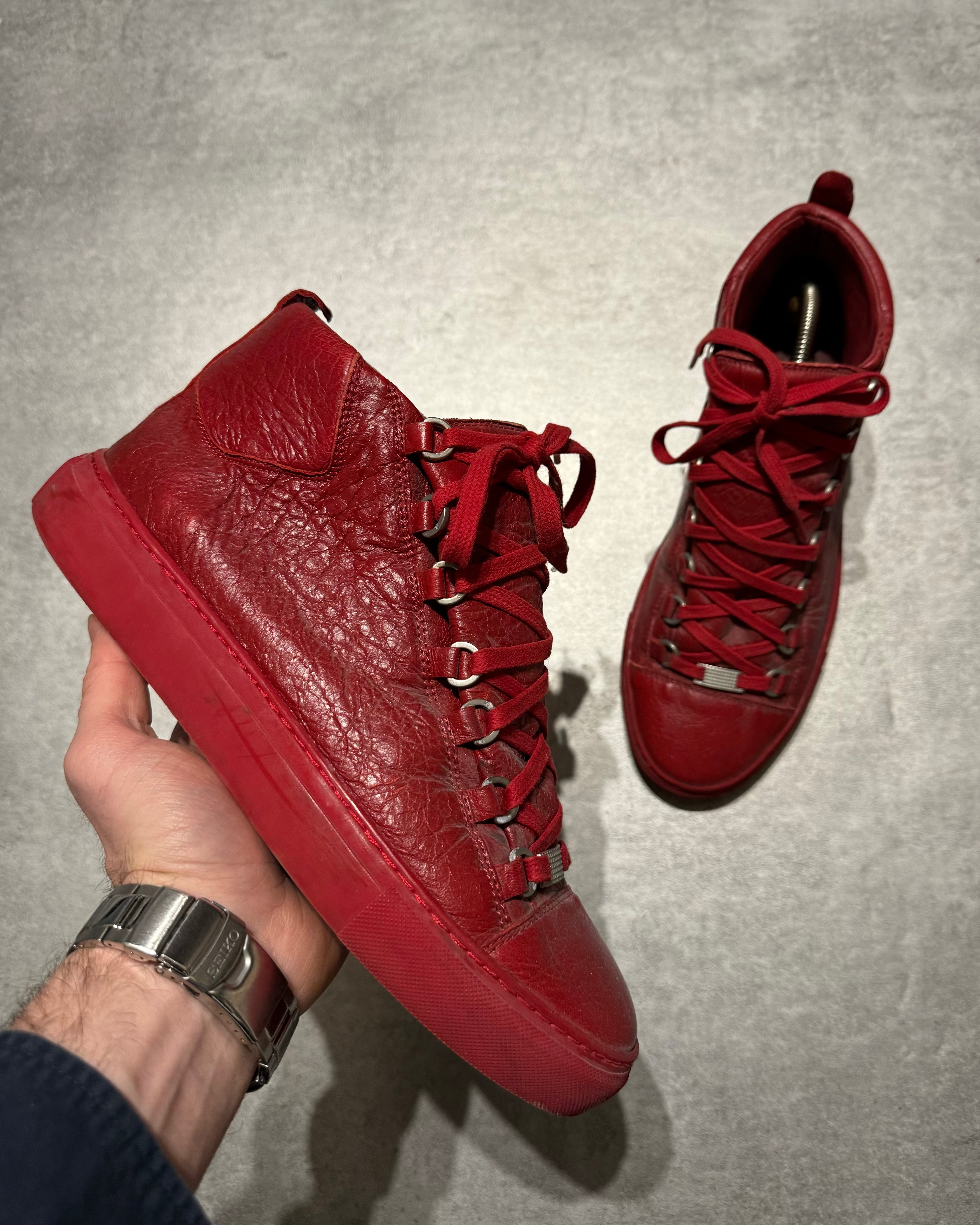 Balenciaga Arena Red High Top Leather Sneakers (41,5eu/us8) – Dolce ...