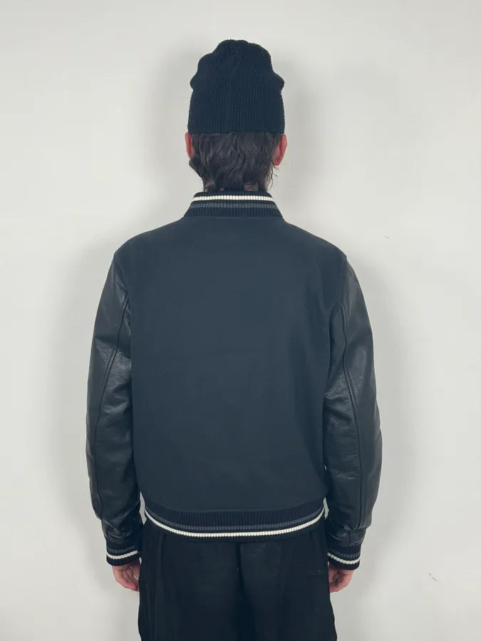 AW2018 A.P.C. Navy & Black Leather Wool Teddy Jacket – Dolce Vita Hub