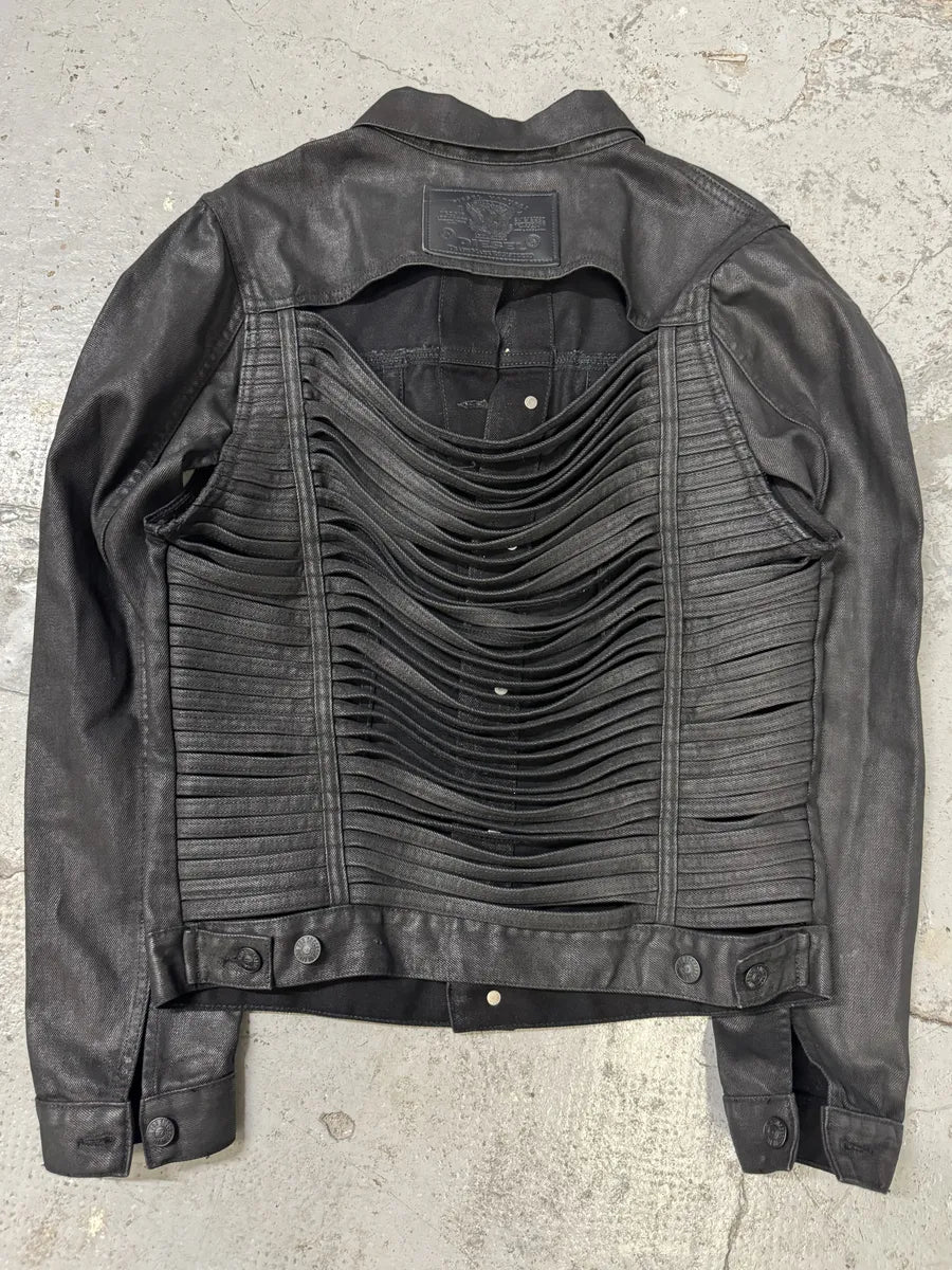 Diesel Black Waxed Denim Fringe Jacket – Dolce Vita Hub