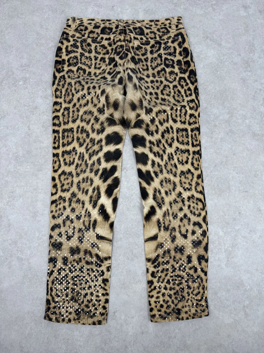 FW2000 Roberto Cavalli Leopard Print Slim Signature Pants – Dolce Vita Hub