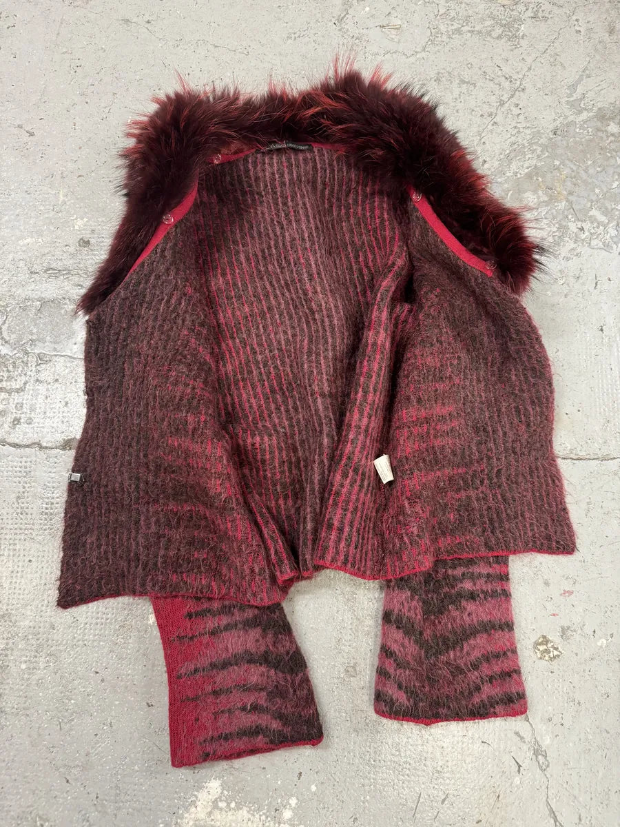 FW2001 Roberto Cavalli Red Zebra Savage Devil Fur Cardigan – Dolce Vita Hub