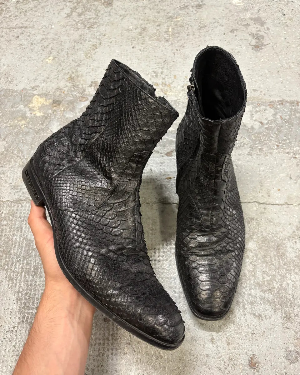 Roberto Cavalli Black Python Leather Boots – Dolce Vita Hub