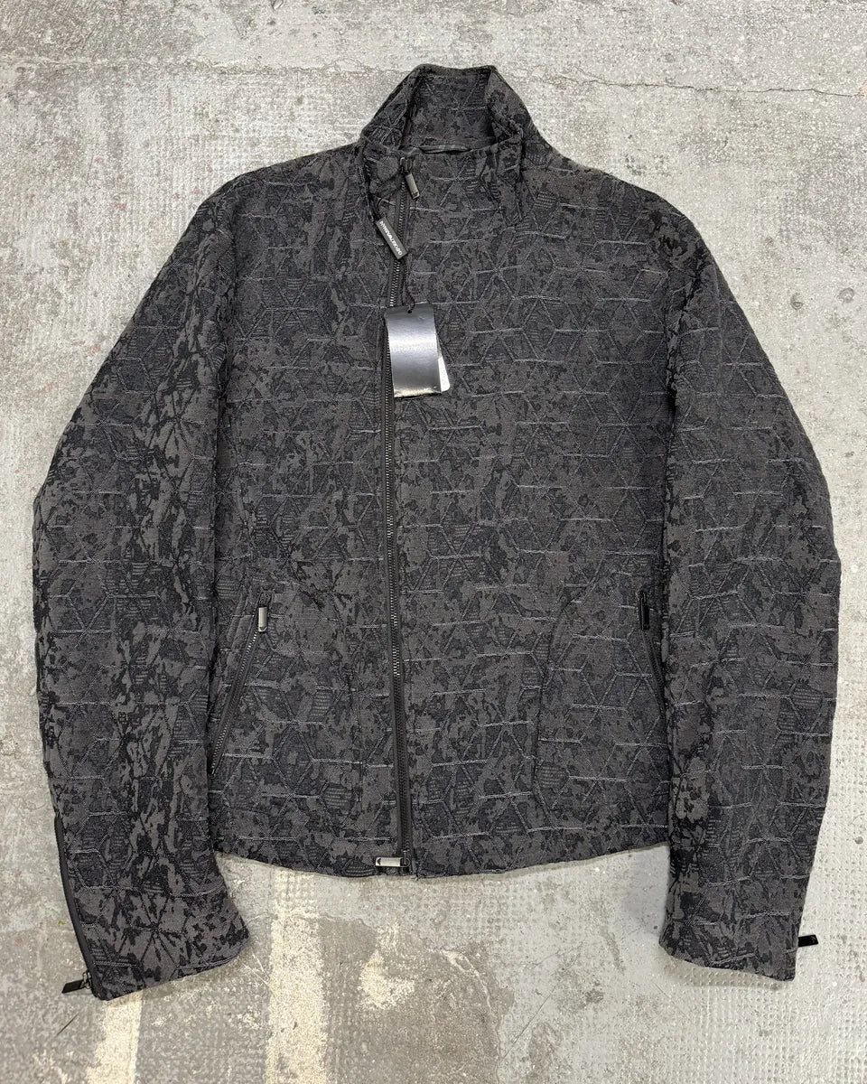 SS2017 Emporio Armani Asymmetrical Grey Pattern Multi Zip Ninja Jacket ...