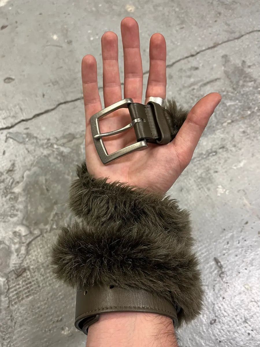 Yohji Yamamoto Khaki Fur Leather Belt – Dolce Vita Hub